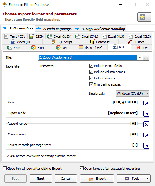 RTF Export Format - Exportizer Documentation RTF Export Format - Exportizer Documentation